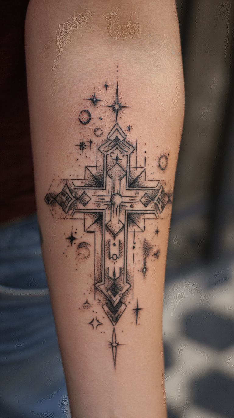 99+ Beautiful Fine Line Cross Tattoos for Women: Delicate Designs ...