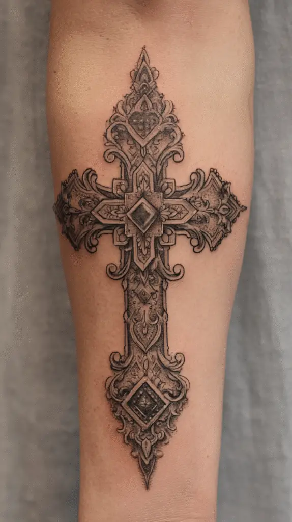 99+ Beautiful Fine Line Cross Tattoos for Women: Delicate Designs ...