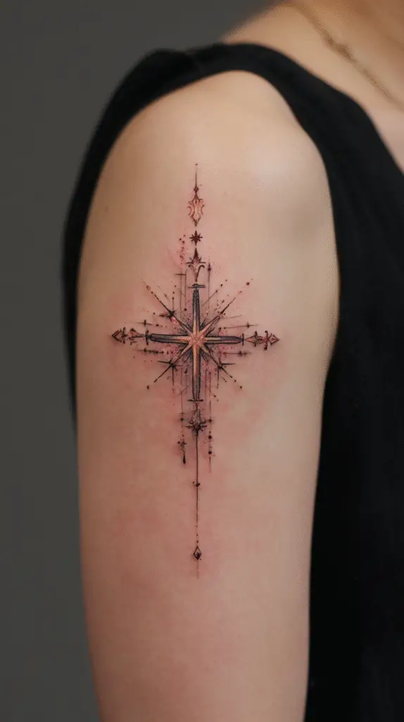 99+ Beautiful Fine Line Cross Tattoos for Women: Delicate Designs ...